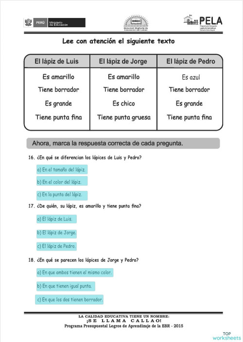 Texto comparativo 13. Ficha interactiva | TopWorksheets