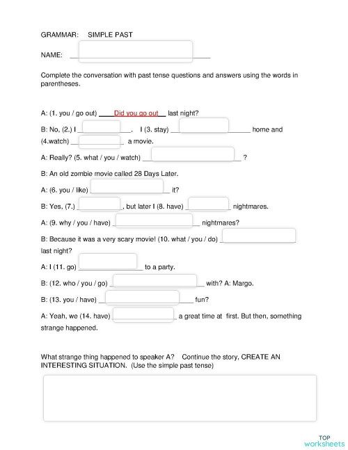 SIMPLE PAST - GRAMMAR. Interactive worksheet | TopWorksheets
