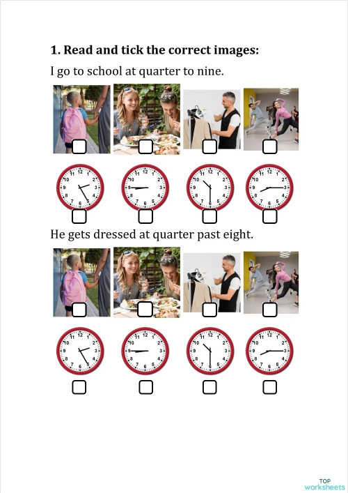 Grade 4 - Time - routines (reading). Interactive worksheet | TopWorksheets