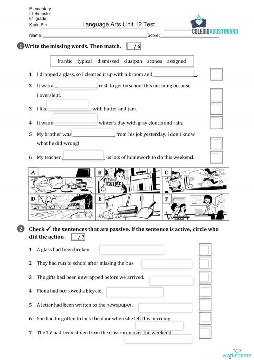 Unit 12 Language Arts. Interactive worksheet | TopWorksheets