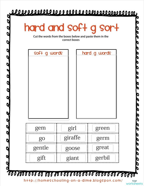 Hard and Soft G. Interactive worksheet | TopWorksheets