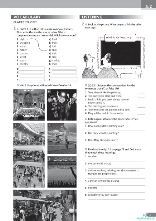 Places to visit. Interactive worksheet | TopWorksheets