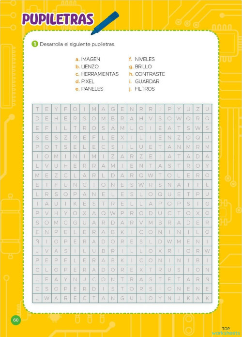 Página 60 - Pupiletras. Ficha interactiva | TopWorksheets