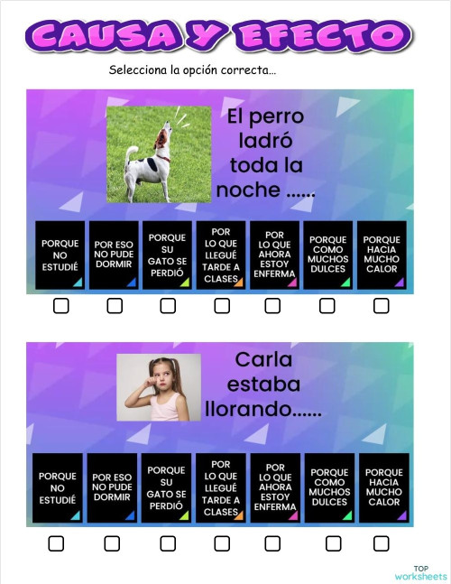 Causa y efecto 01. Ficha interactiva | TopWorksheets