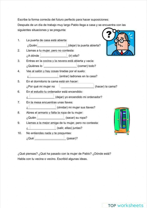 Trabajamos el futuro perfecto. Ficha interactiva | TopWorksheets