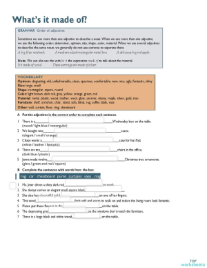 What´s it made of?. Interactive worksheet | TopWorksheets