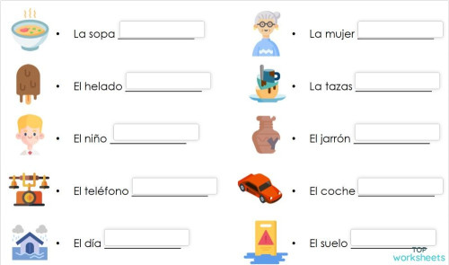 Los sustantivos, articulos y adjetivos. Ficha interactiva | TopWorksheets