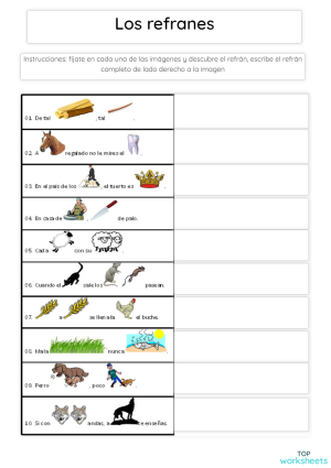 Los refranes. Ficha interactiva | TopWorksheets