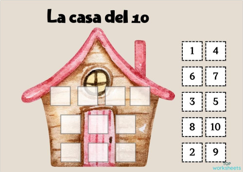La casa del 10. Ficha interactiva | TopWorksheets