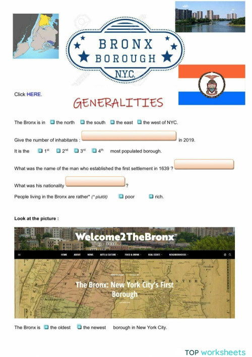 The Bronx. Interactive worksheet | TopWorksheets