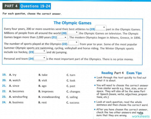 L2 _ KET _ READING PART 4 5. Interactive worksheet | TopWorksheets