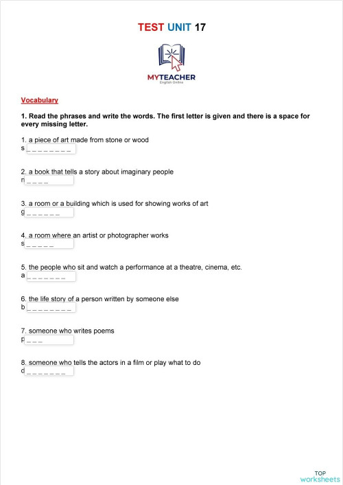 TEST UNIT 17. Interactive worksheet | TopWorksheets