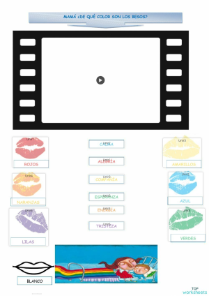 ¿De qué color son los besos?. Ficha interactiva | TopWorksheets