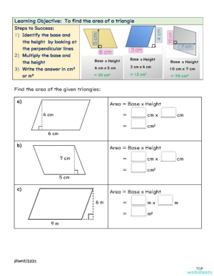 AREA OF PARALLELOGRAMS. Interactive worksheet | TopWorksheets