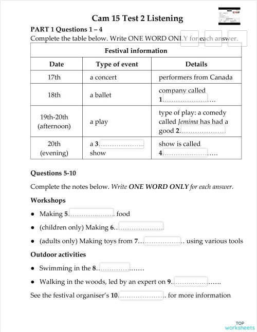 Listening 3rd grade. Interactive worksheet | TopWorksheets