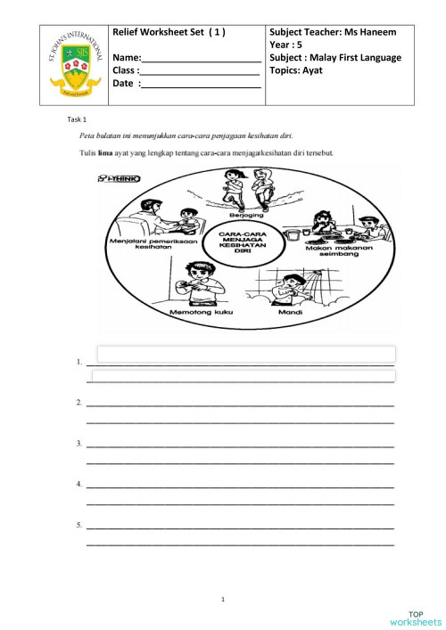 Malay Language_Relief Materials_Set 3_Year 5. Interactive worksheet | TopWorksheets