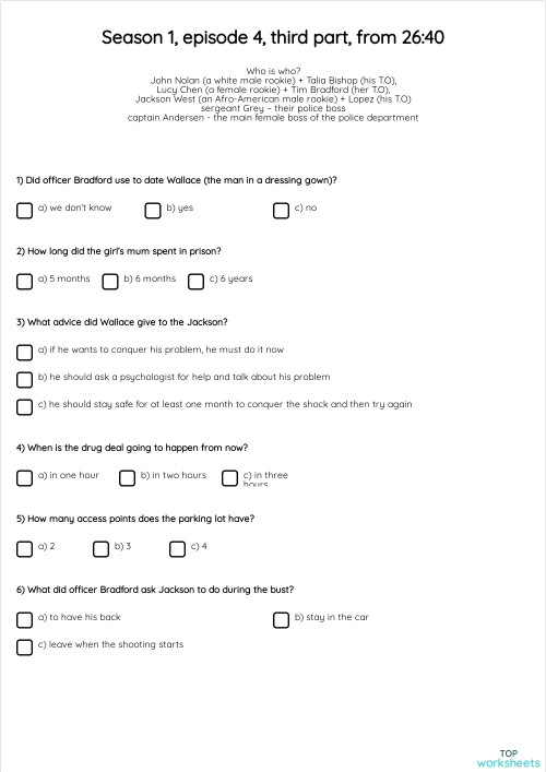 Season 1, episode 4, third part, from 26:40. Interactive worksheet ...