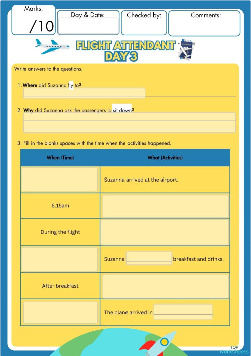 Flight Attendant **. Interactive worksheet | TopWorksheets