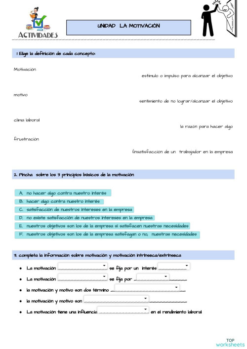 RE-ACT 1 LA MOTIVACION. Ficha interactiva | TopWorksheets