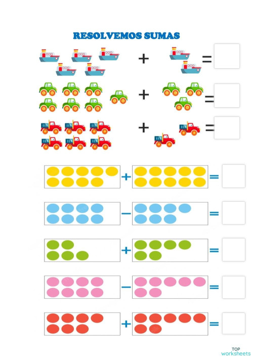 RESOLVEMOS SUMAS MENORES A 20. Ficha interactiva | TopWorksheets