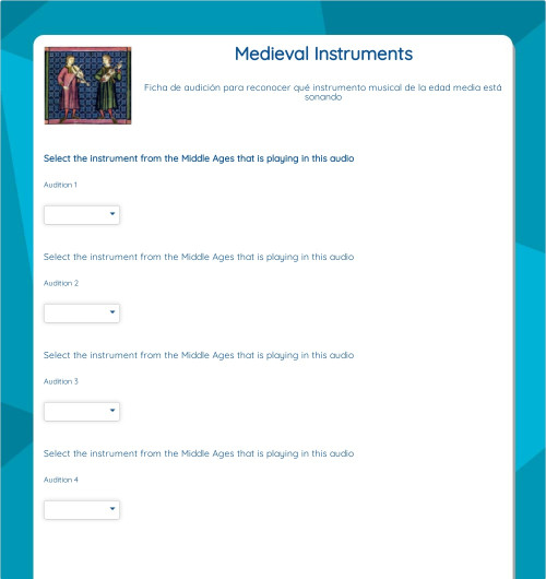 Medieval Instruments. Interactive worksheet | TopWorksheets