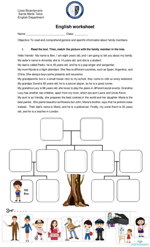 My Family Reading. Ficha interactiva | TopWorksheets
