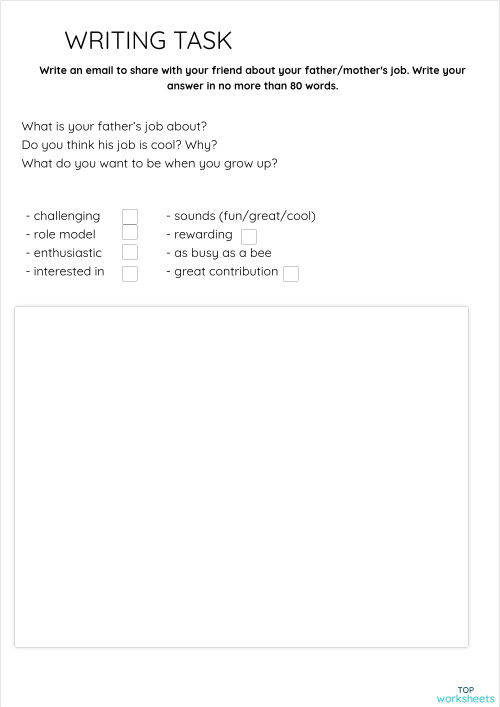Year 6 - Unit 4 - Writing Task - My Father/ Mother's Job. Interactive ...