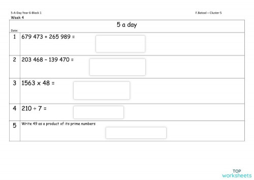 5 A-Day Week 4(2). Interactive worksheet | TopWorksheets