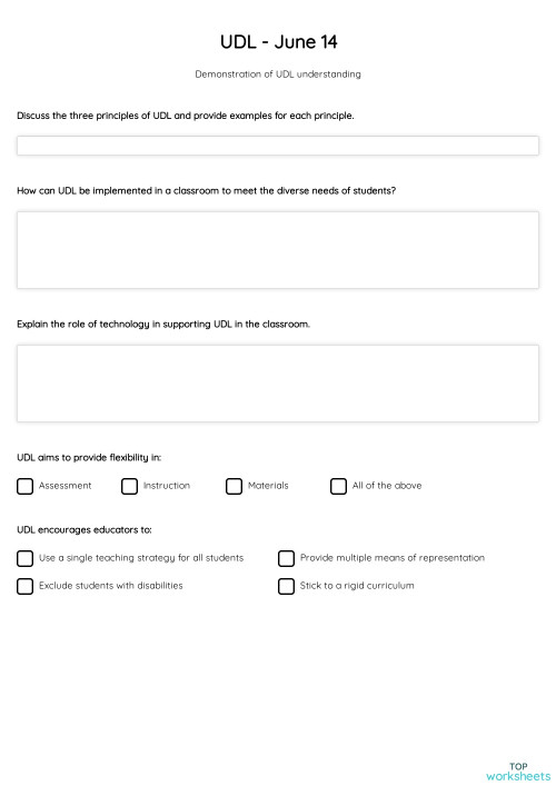 UDL - June 14. Interactive worksheet | TopWorksheets