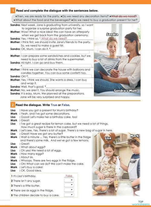 7th Grade Unit 6 | Parties. Interactive worksheet | TopWorksheets