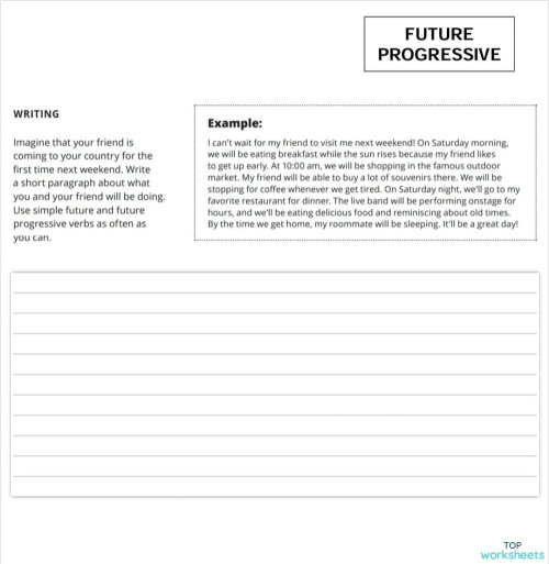 writing activity using future progressive. Interactive worksheet ...