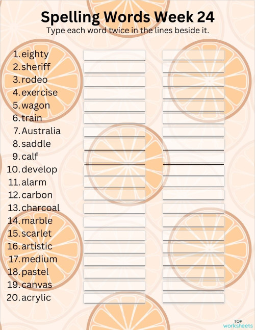 Spelling Words Week 21.1. Interactive worksheet | TopWorksheets