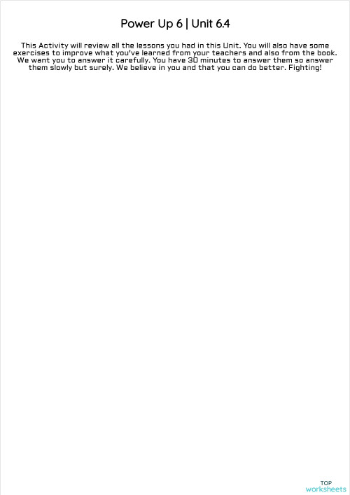 Power Up 6 | Unit 6.4. Interactive worksheet | TopWorksheets