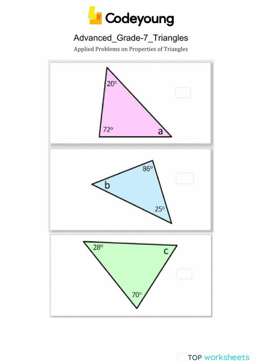 Applied Problems on Properties of Triangles Advanced. Interactive ...