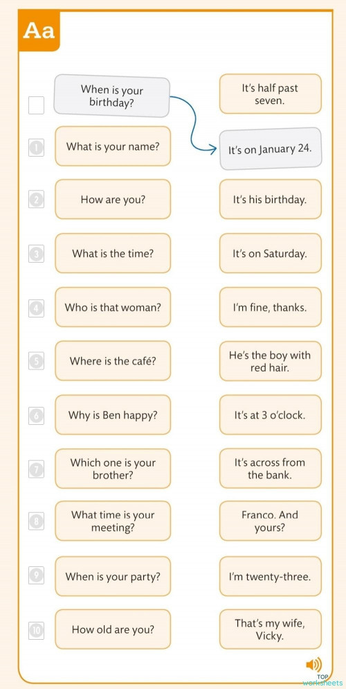 question words. Interactive worksheet | TopWorksheets