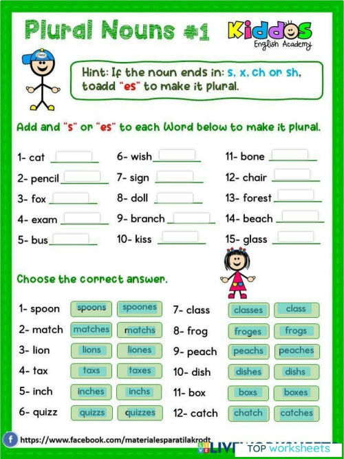 Plural Nouns #1. Interactive worksheet | TopWorksheets