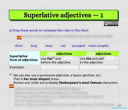 Superlative adjectives 1. Interactive worksheet | TopWorksheets
