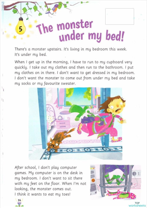 Storyfun for Movers 3 The monster under my bed. Interactive worksheet ...