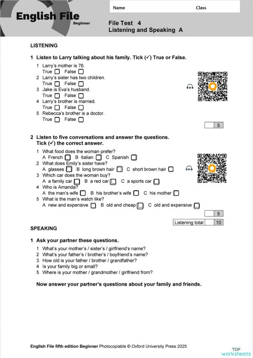 listening exercises unit 4. Interactive worksheet | TopWorksheets