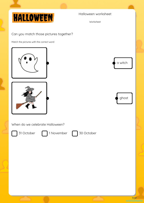Halloween worksheet. Interaktivní pracovní list | TopWorksheets