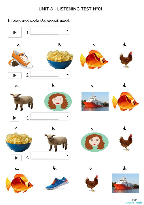 UNIT 8 - LISTENING AND WRITING TEST N°01. Interactive worksheet ...