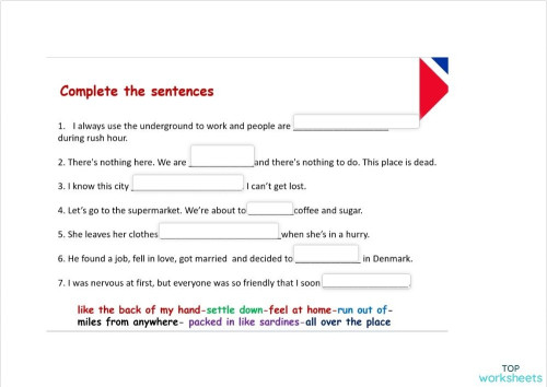 Idiomatic Expressions_fill in. Interactive worksheet | TopWorksheets