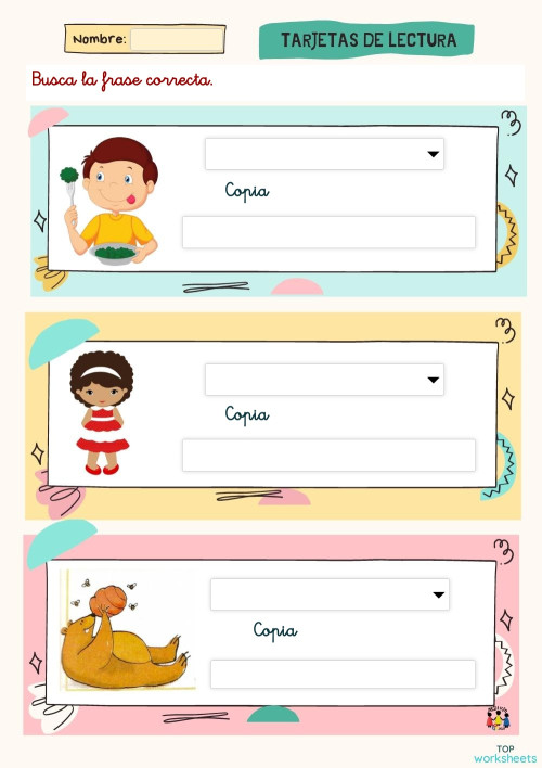Tarjetas de lectura.. Ficha interactiva | TopWorksheets