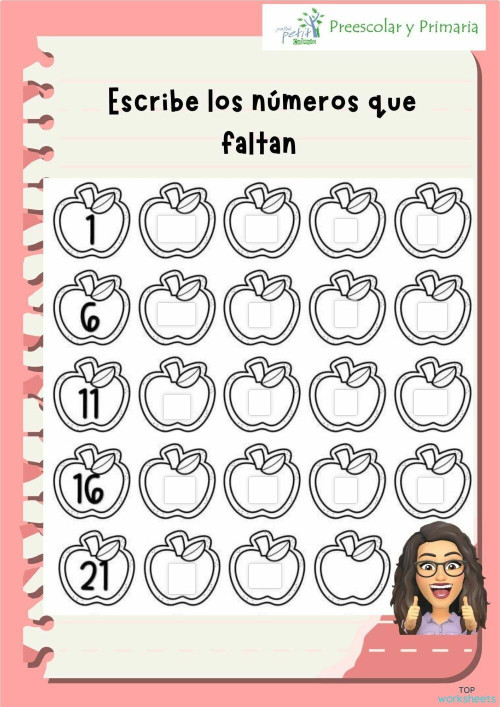 Escribe el número que falta. Ficha interactiva | TopWorksheets