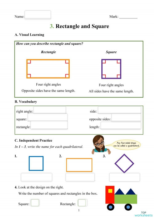 R ectangle, square. Interactive worksheet | TopWorksheets