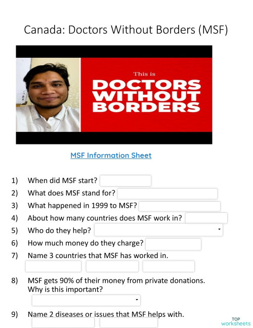 Canada: MSF. Interactive worksheet | TopWorksheets