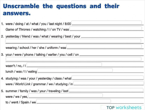 B11 past progressive practice. Interactive worksheet | TopWorksheets