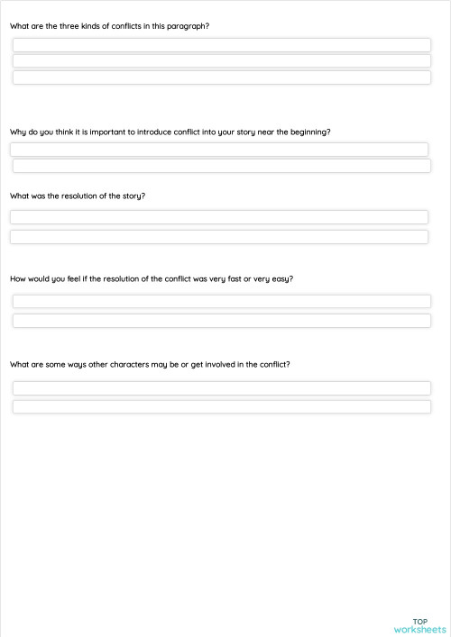 Guide in Planning conflict. Interactive worksheet | TopWorksheets