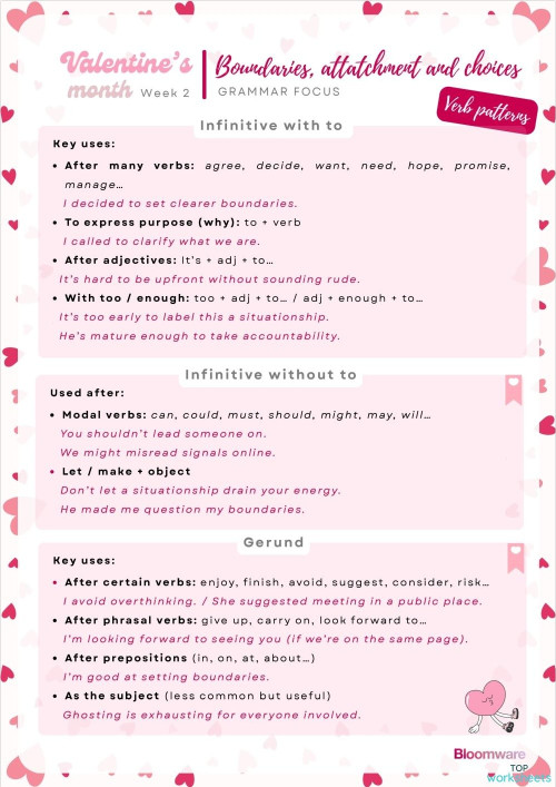 LOVE'S MONTH_W2_GRAMMAR. Ficha interactiva | TopWorksheets