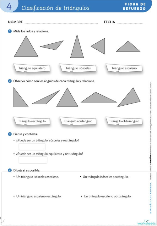 Clasificación de triángulos.. Ficha interactiva | TopWorksheets